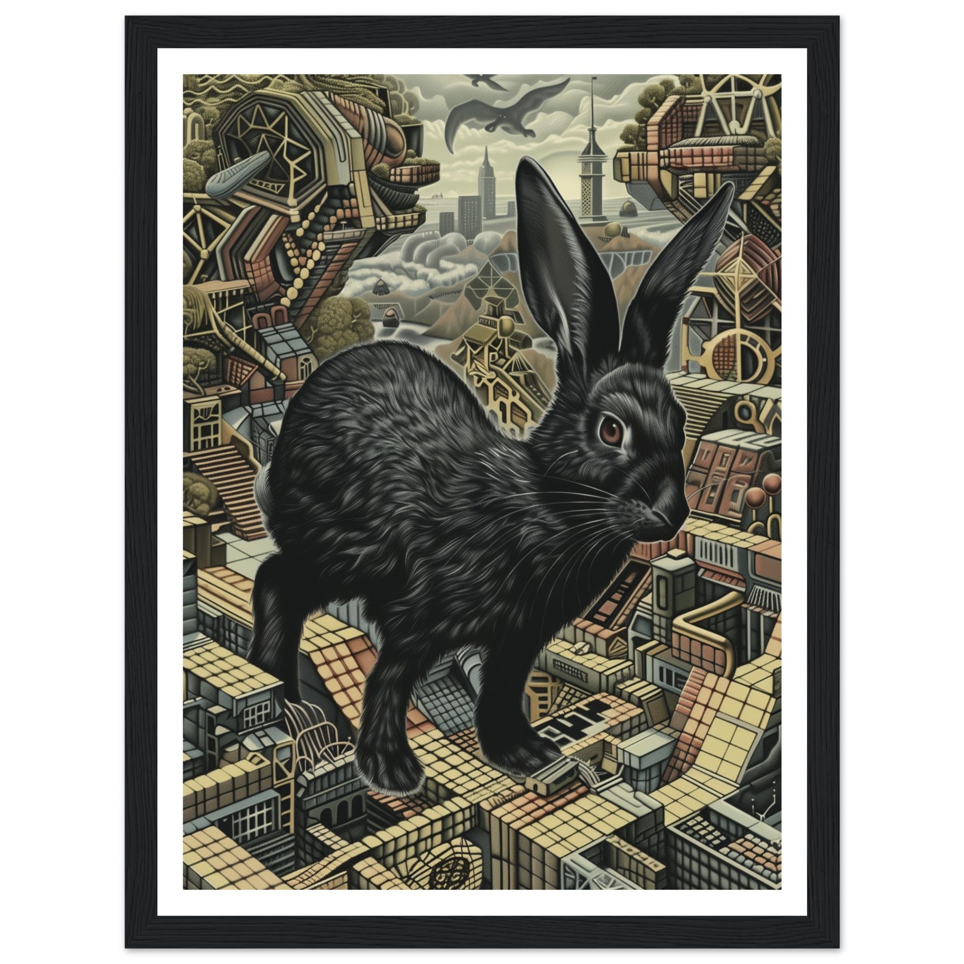 Black Rabbit - Vincent van Gogh - AI Art Poster - Poster Space AI